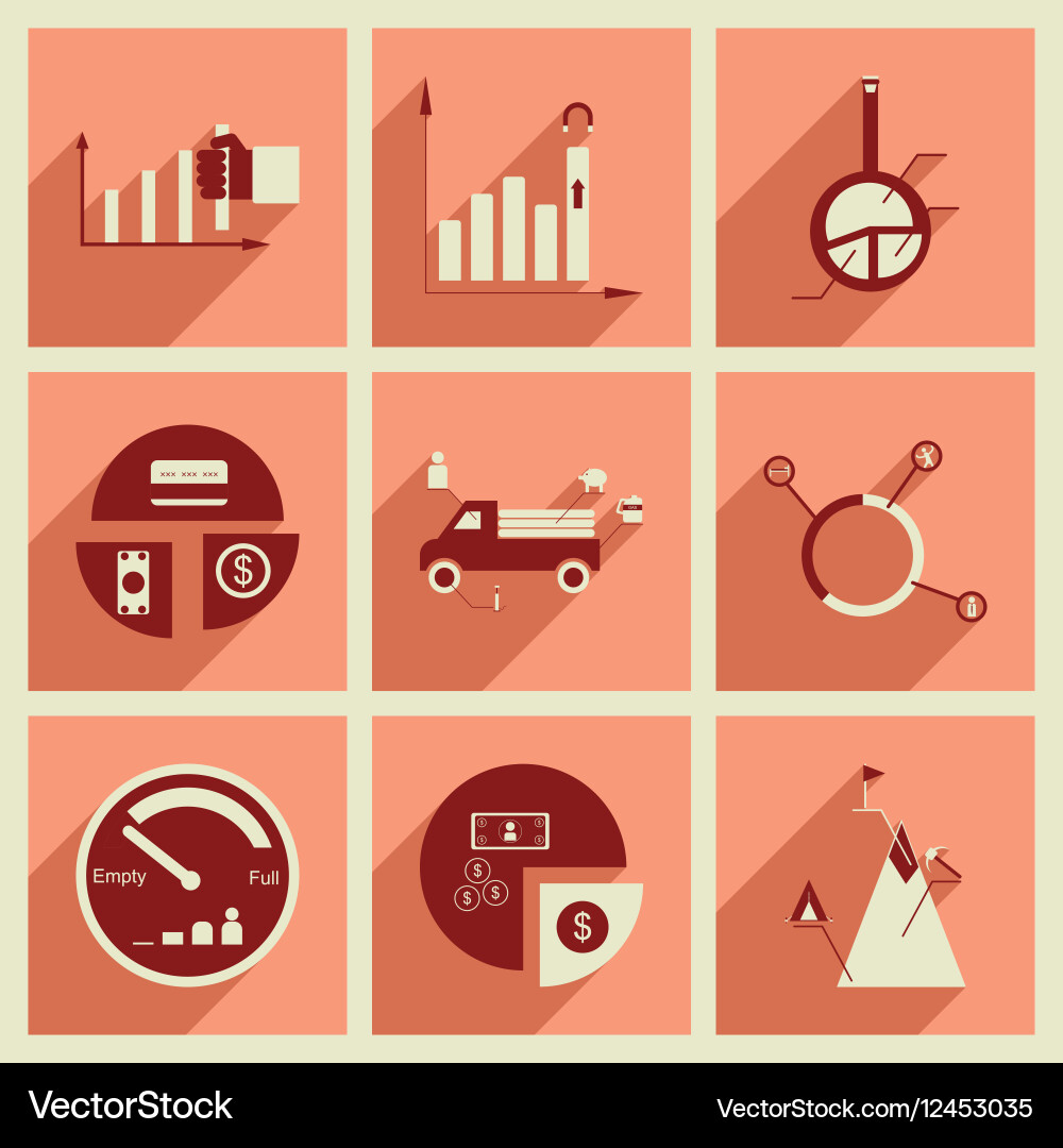Concept of flat icons with long shadow Royalty Free Vector