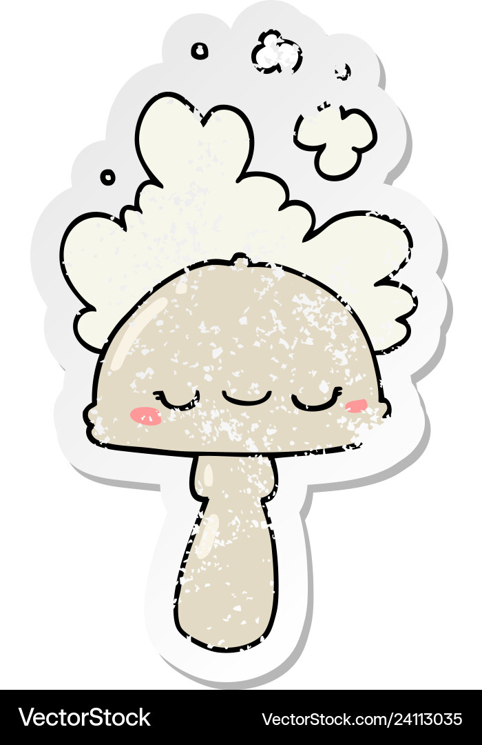 Distressed sticker a cartoon mushroom Royalty Free Vector