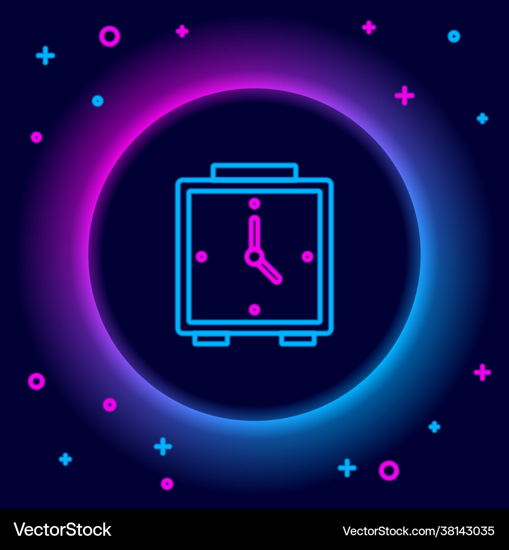 Glowing neon line alarm clock icon isolated Vector Image