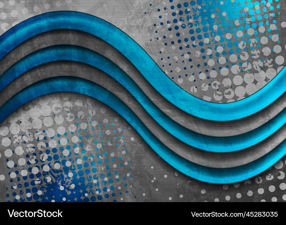 Grey and blue contrast waves corporate abstract Vector Image