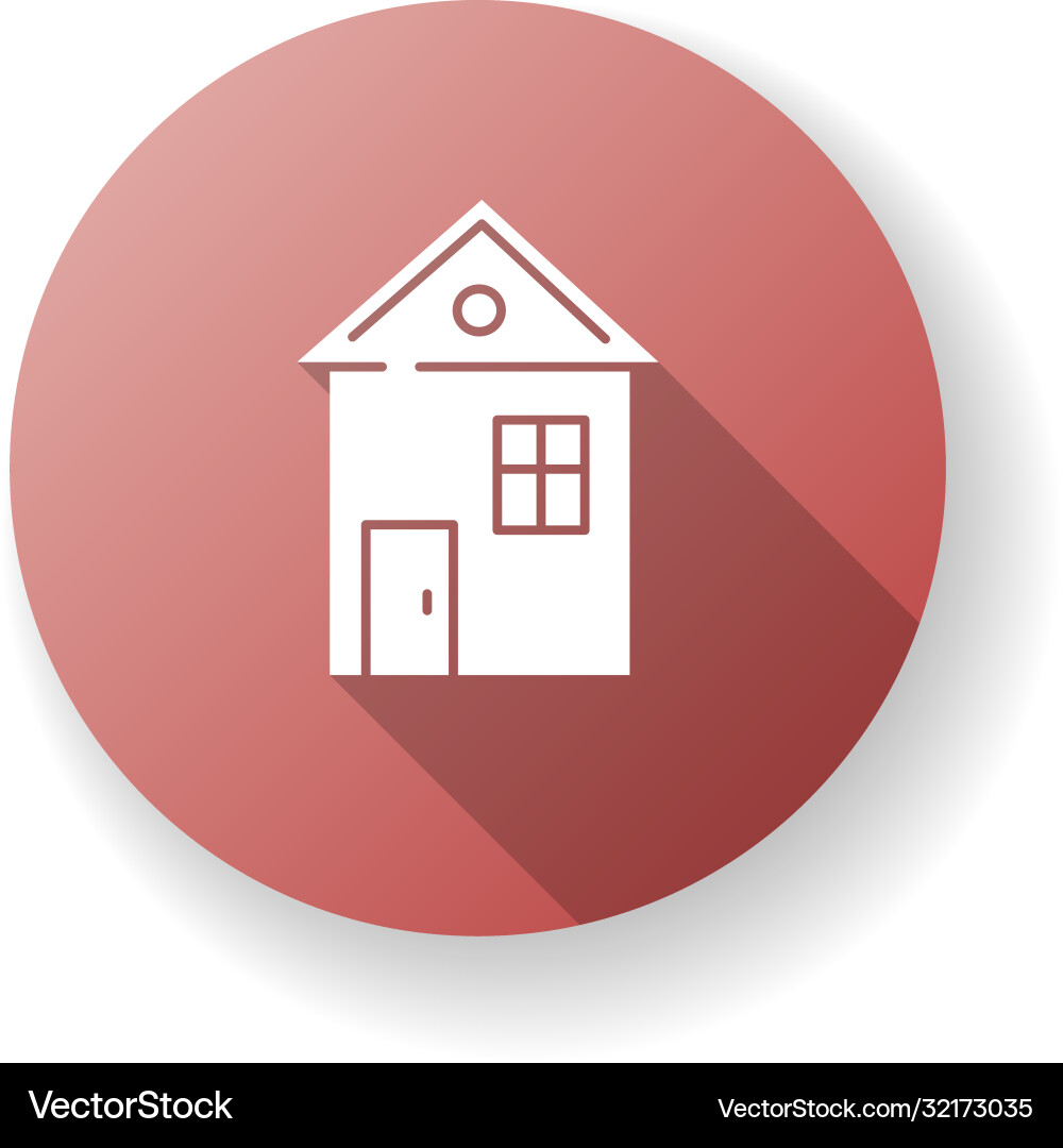 House red flat design long shadow glyph icon Vector Image