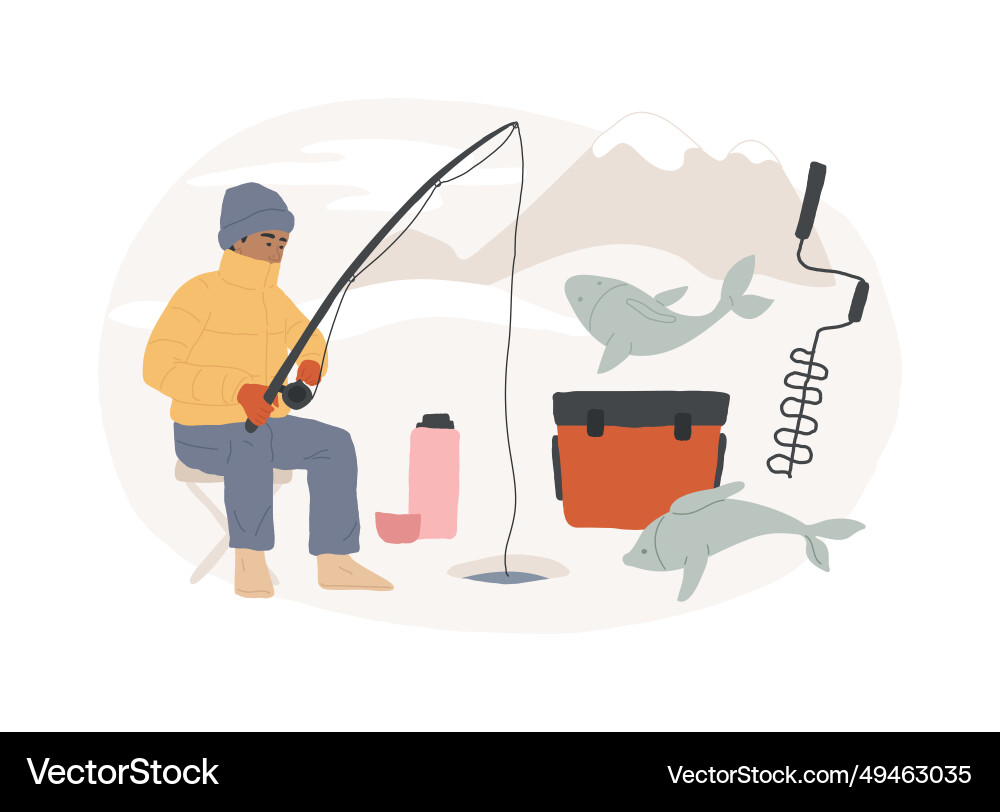 Ice fishing isolated concept Royalty Free Vector Image