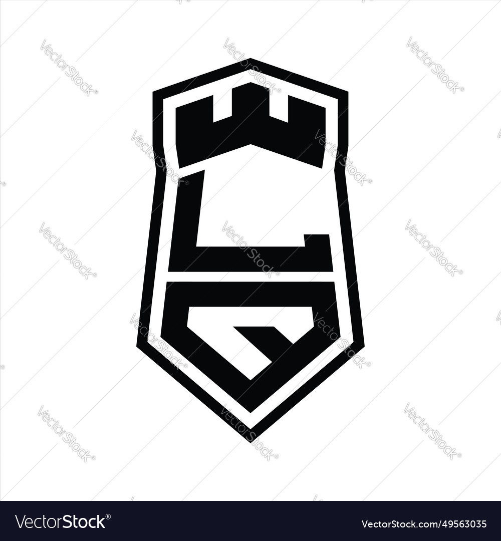 Lq letter logo monogram hexagon shield shape up Vector Image