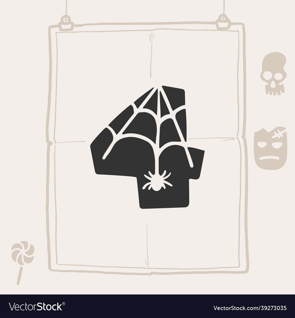 Number four logo with a spider and web Royalty Free Vector