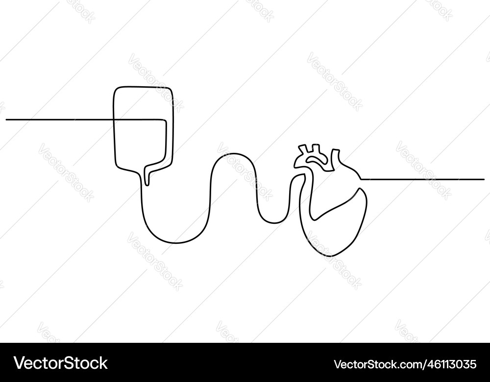 One continuous single line of blood donor Vector Image