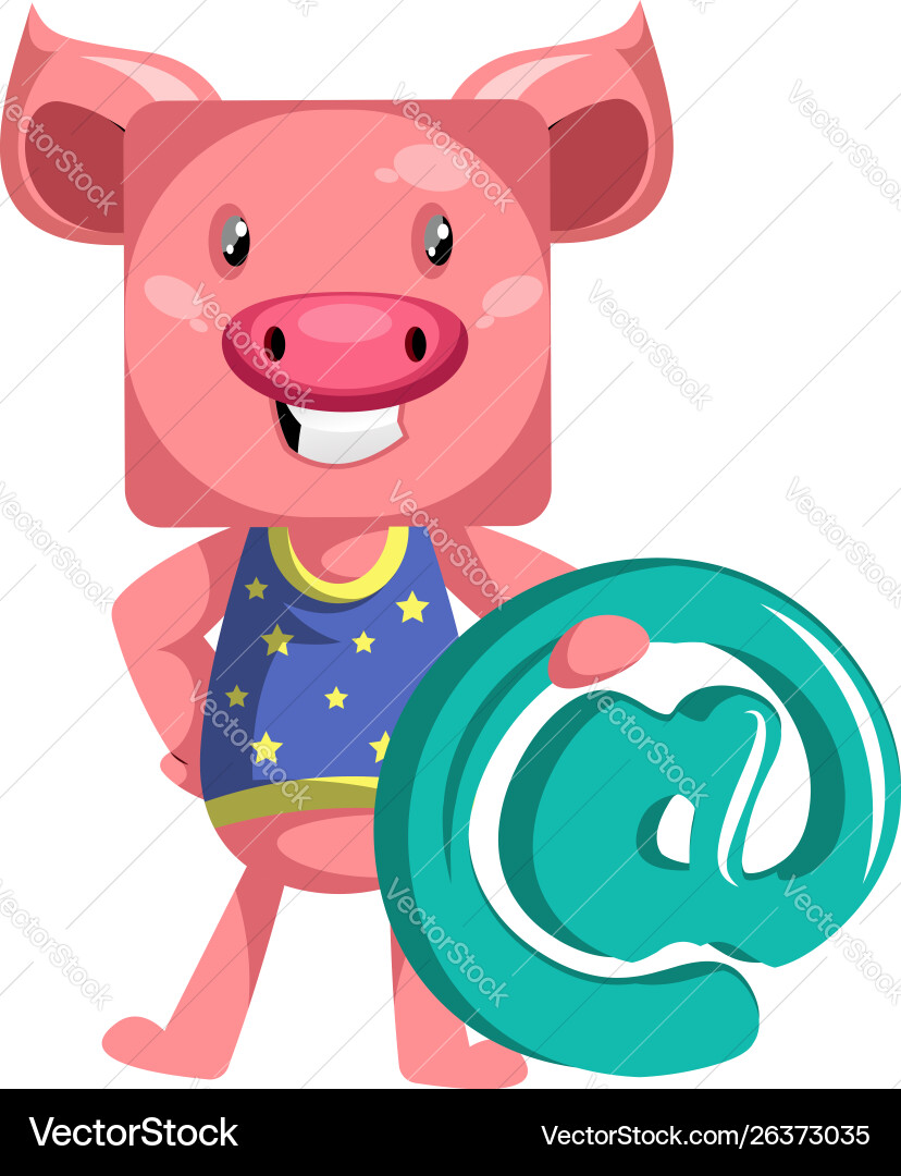 Pig with sign on white background Royalty Free Vector Image