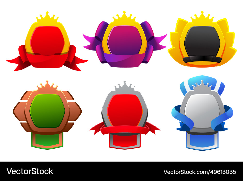 Set of game level badges empty award Royalty Free Vector