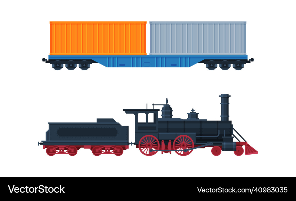 Train as rail freight and cargo transport service Vector Image