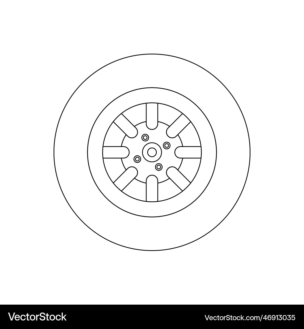 Wheel outline icon on isolated white background Vector Image