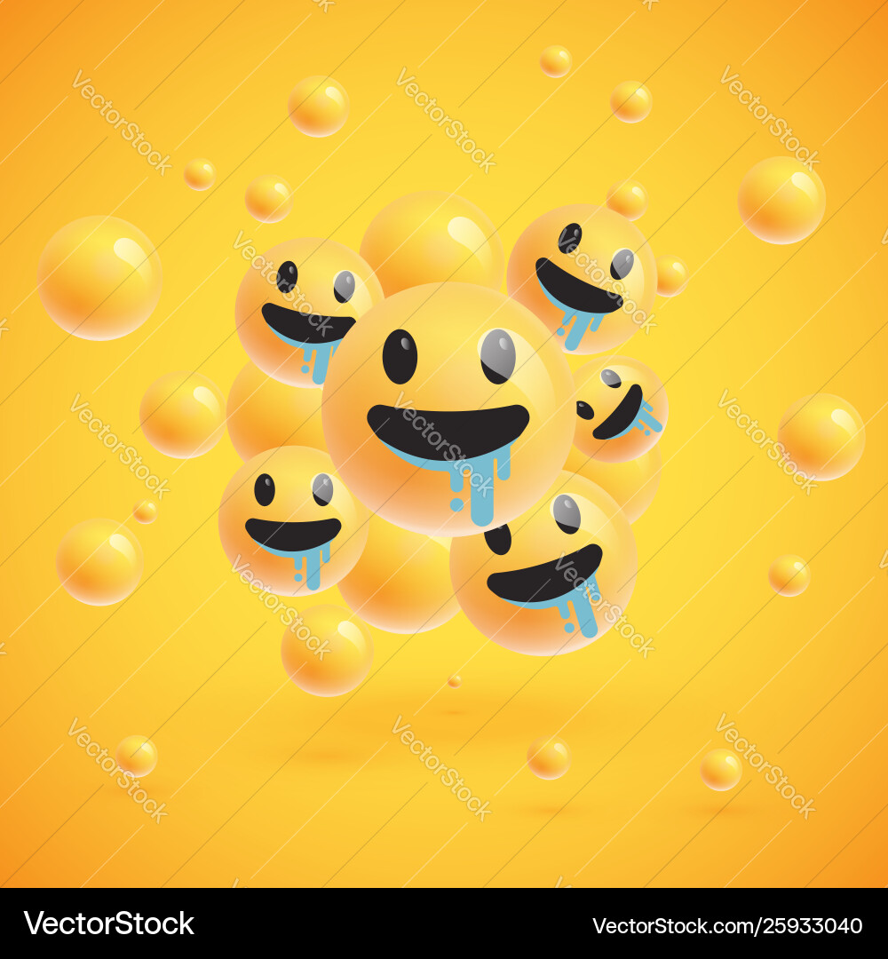 A high detailed group emoticons on yellow Vector Image