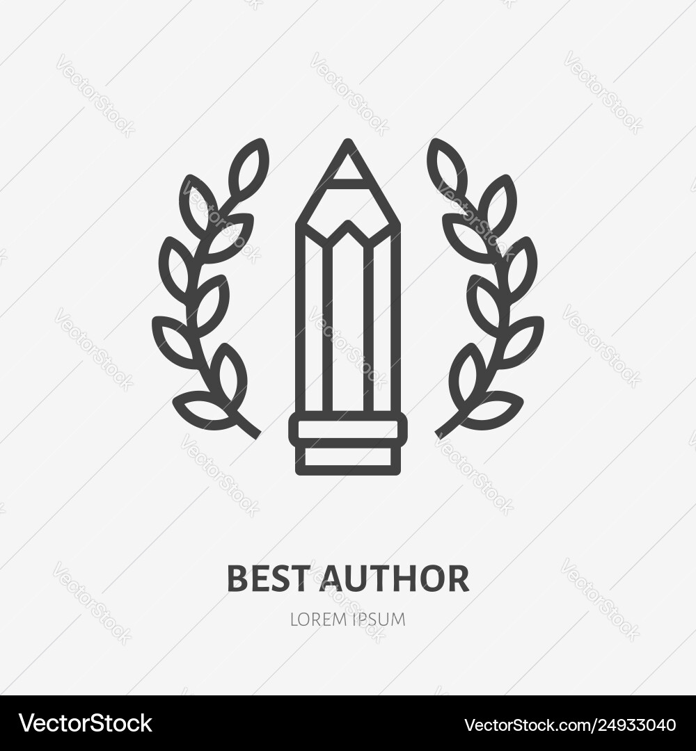 Best author achievement flat line icon pen Vector Image