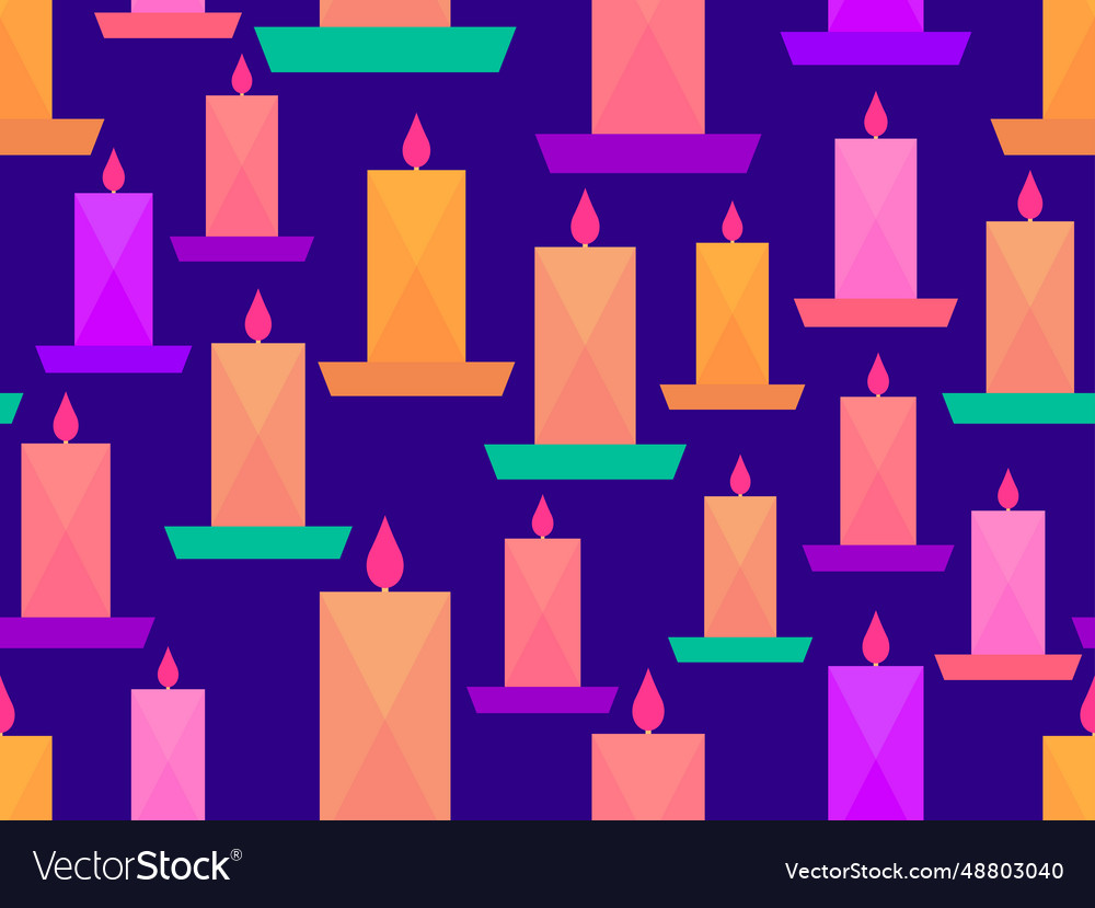 Candles seamless pattern multi-colored burning Vector Image