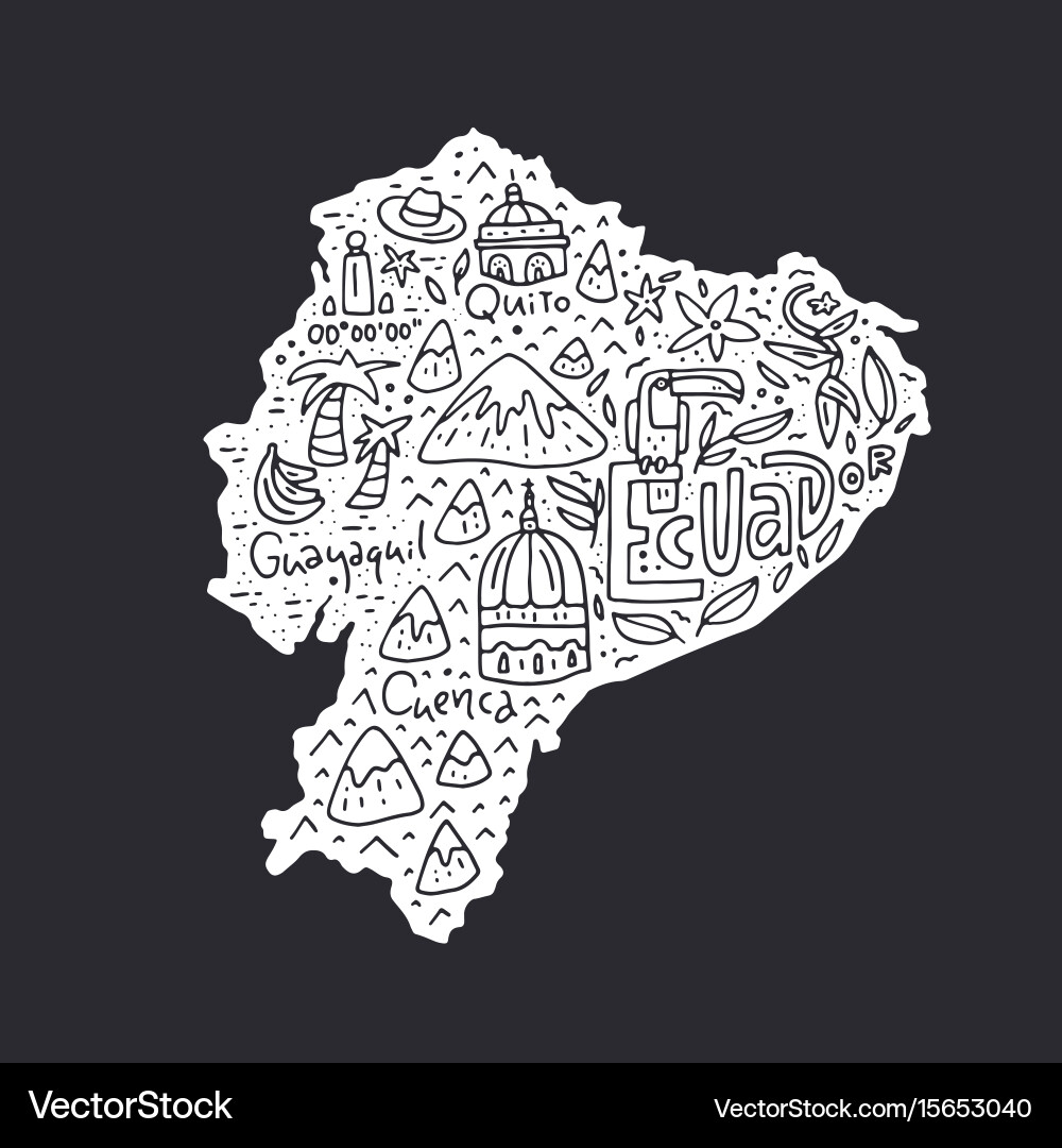 Cartoon map of ecuador Royalty Free Vector Image