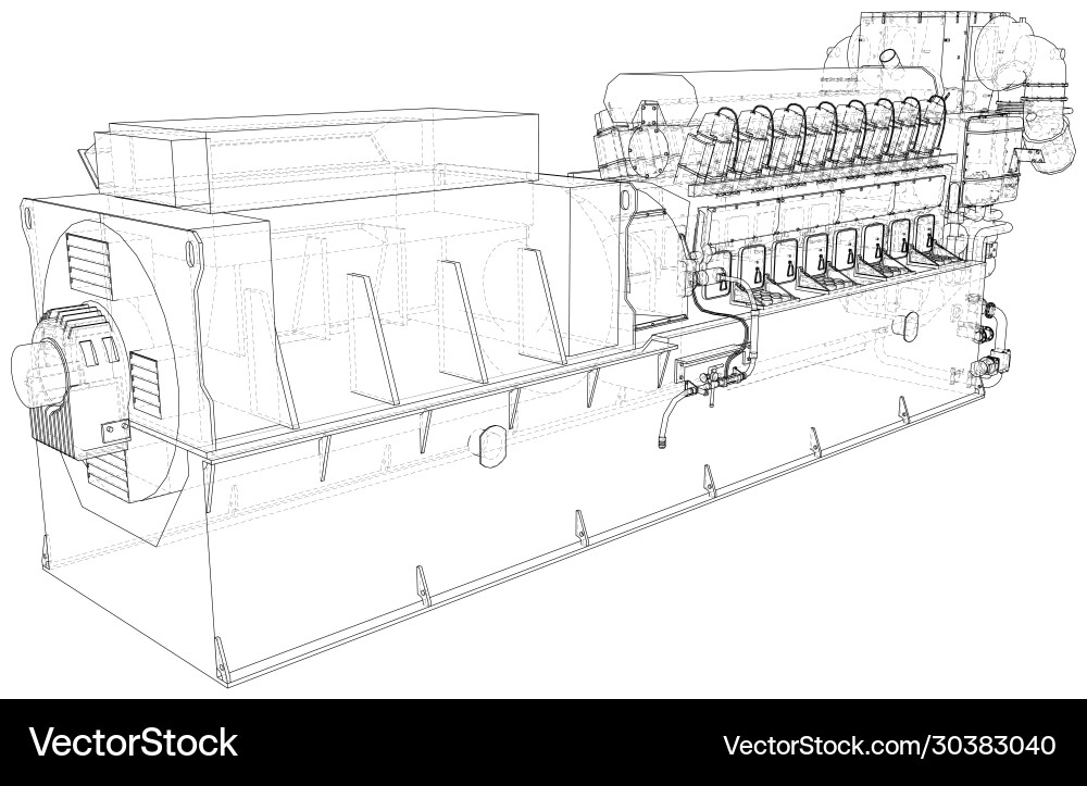 Diesel generator unit for factory the layers Vector Image