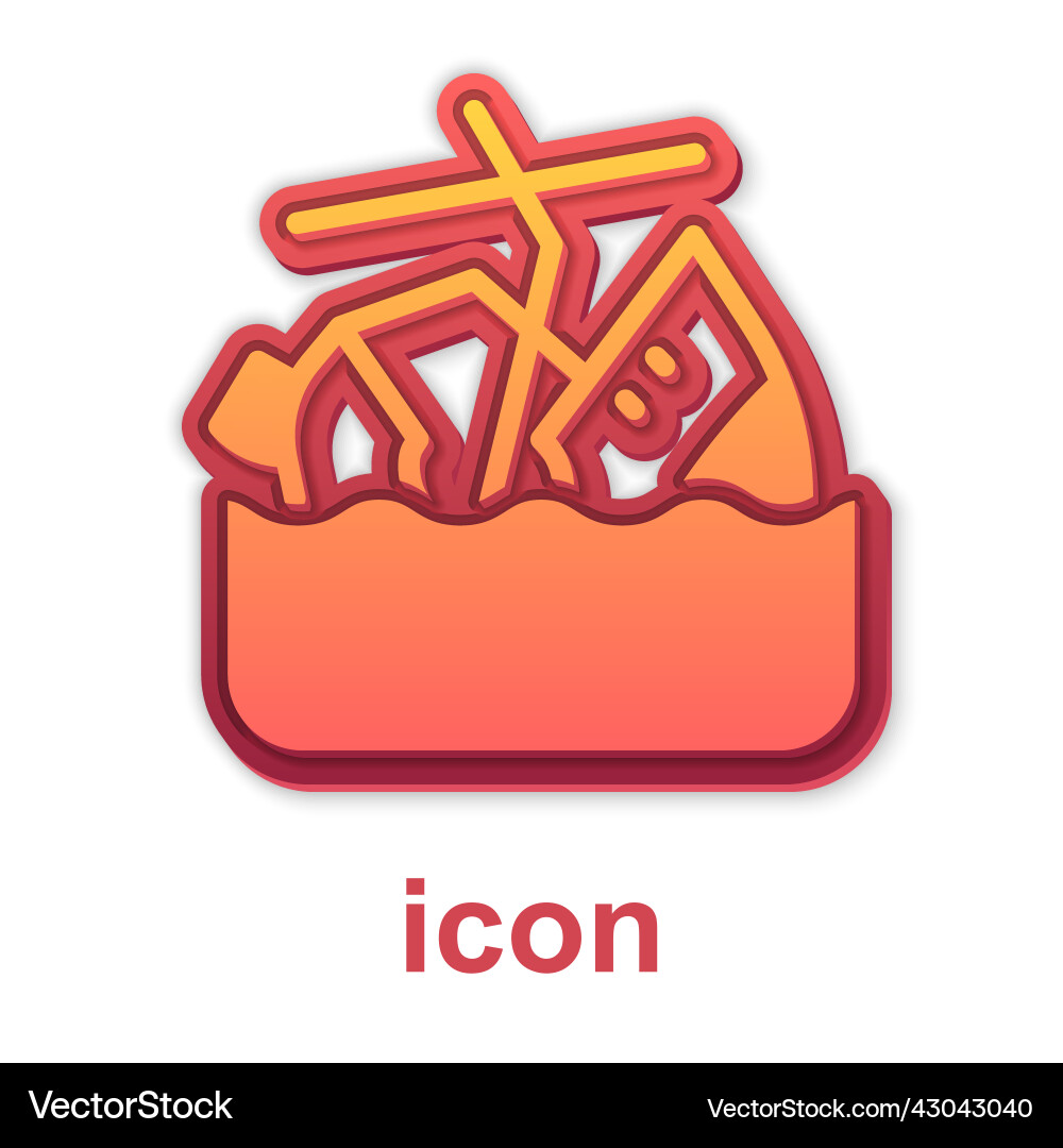 Gold sinking cruise ship icon isolated on white Vector Image
