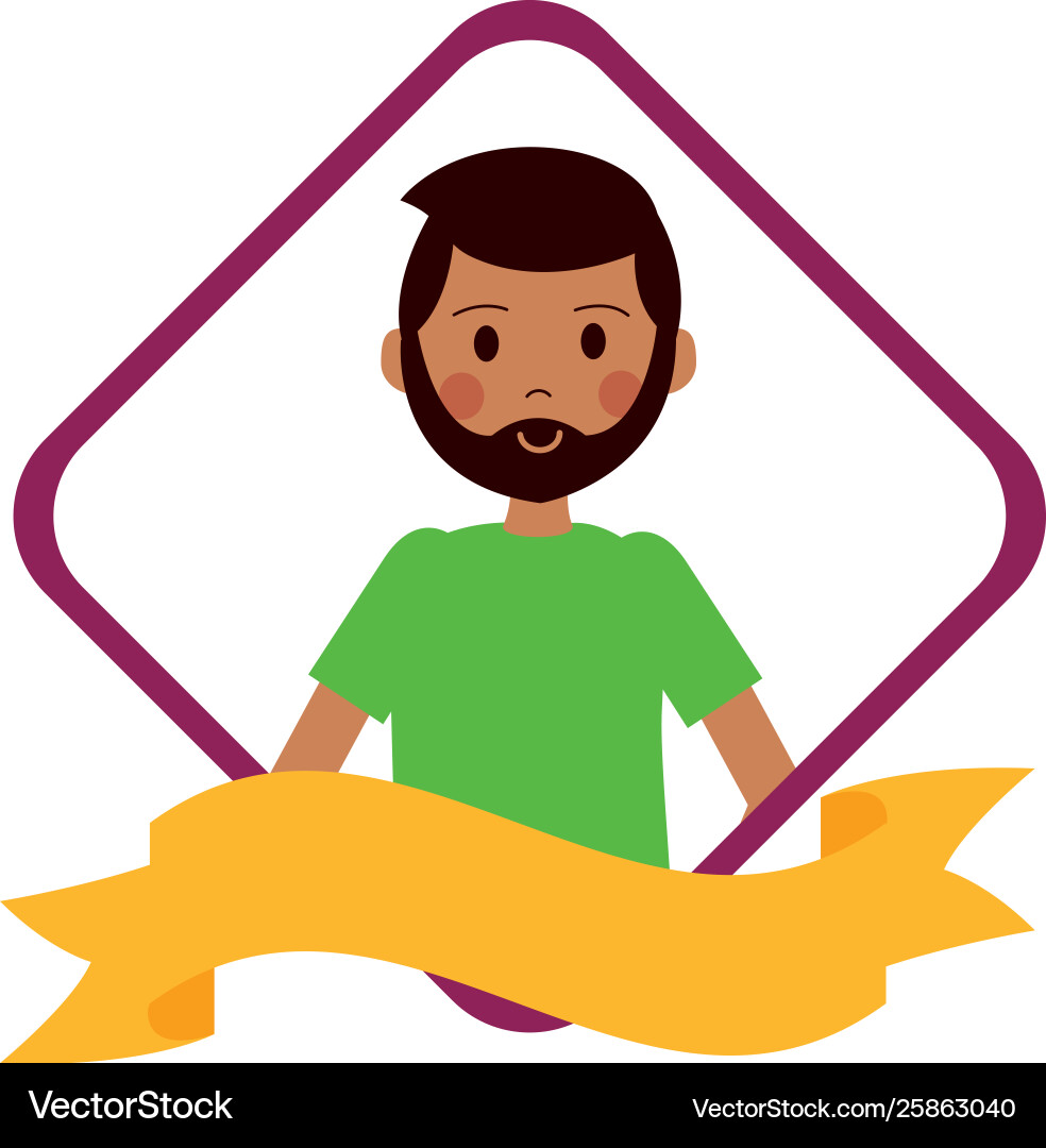 Man character portrait ribbon Royalty Free Vector Image