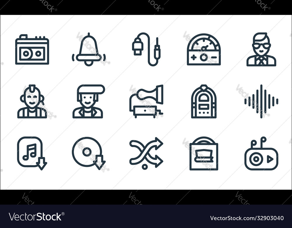 Music line icons linear set quality line set Vector Image