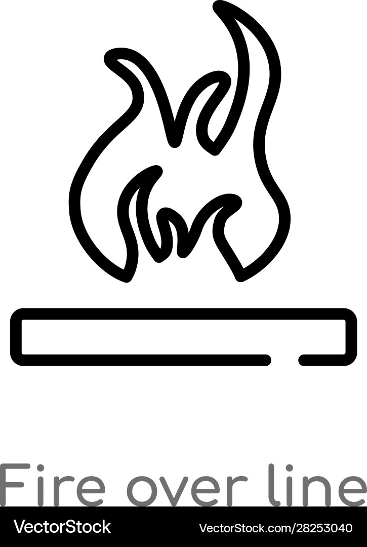Outline fire over line icon isolated black simple Vector Image