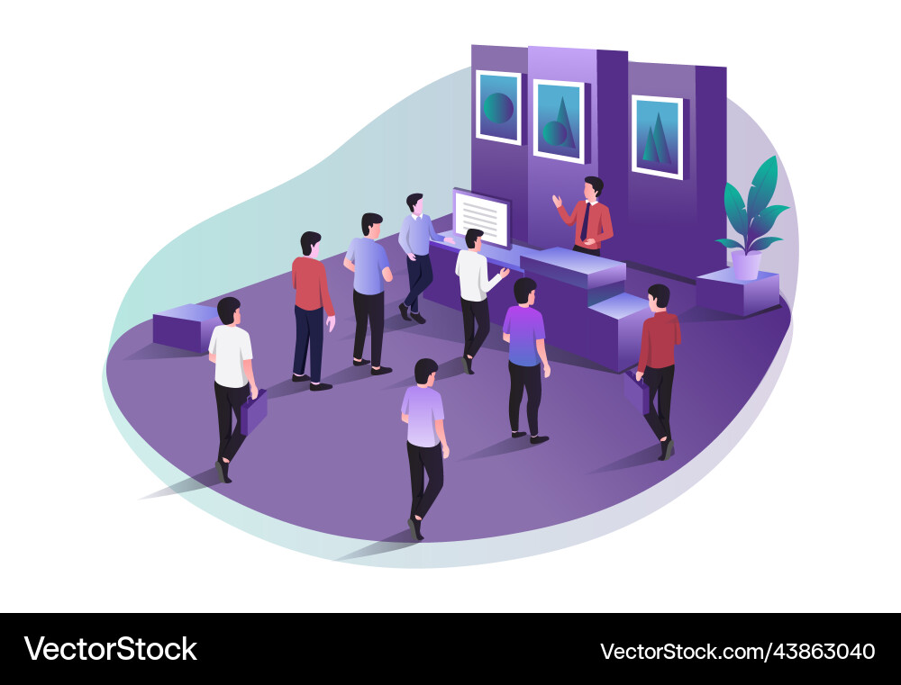 People visiting the art exhibition Royalty Free Vector Image