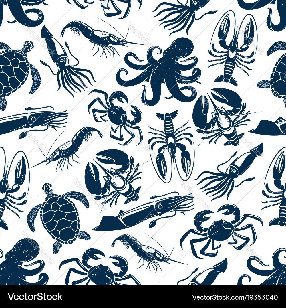 Seamless pattern sea animals fishing catch Vector Image