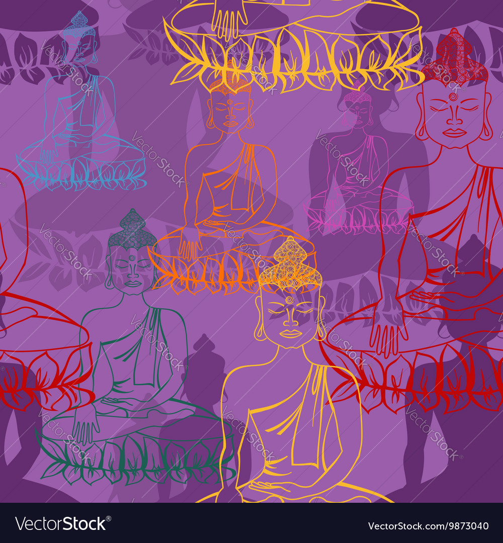 Statue buddha seamless pattern Royalty Free Vector Image