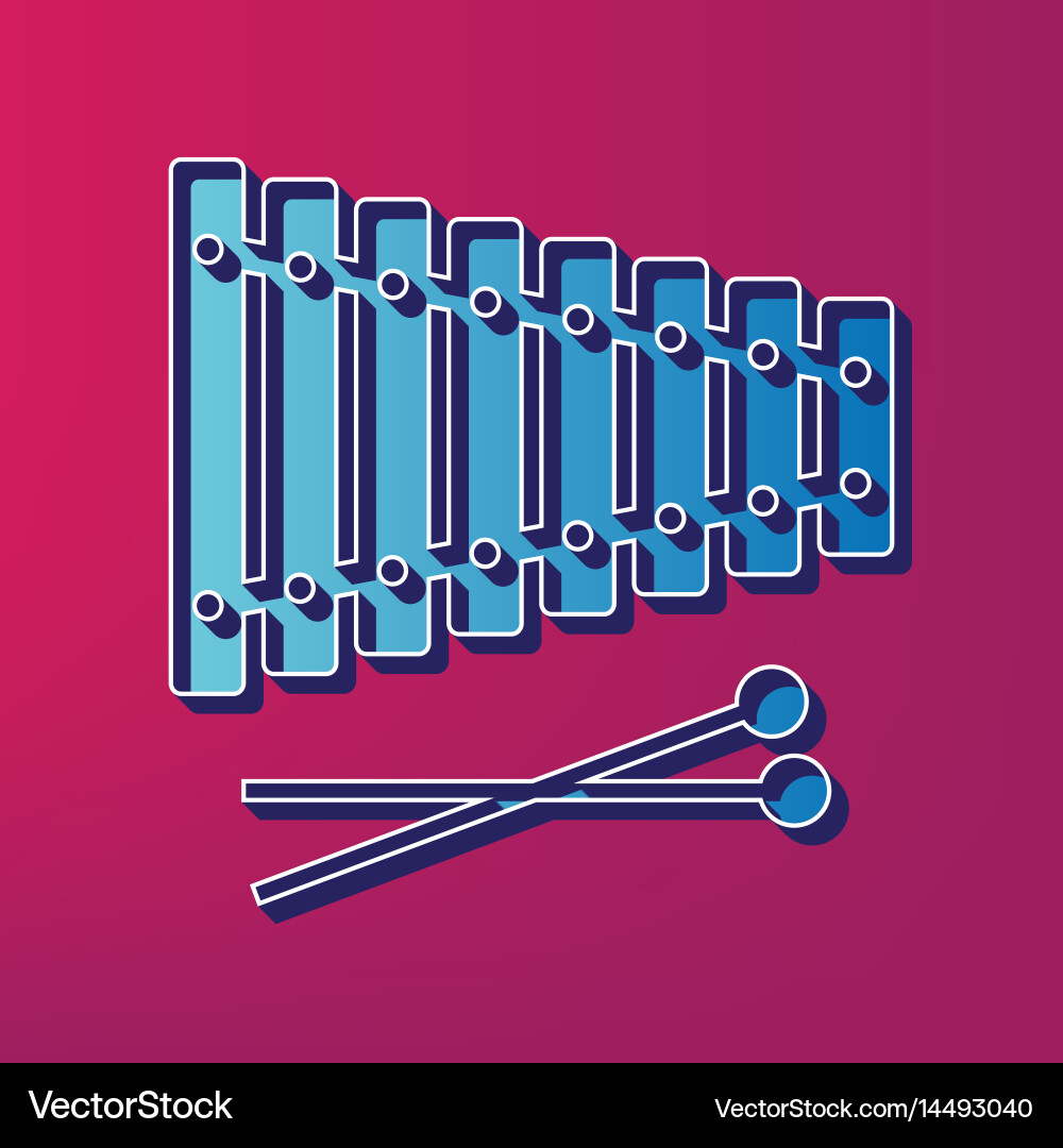 Xylophone sign blue 3d printed icon on Royalty Free Vector