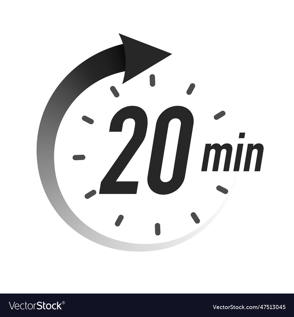 20 Timer Minutes Symbol Black Style Royalty Free Vector