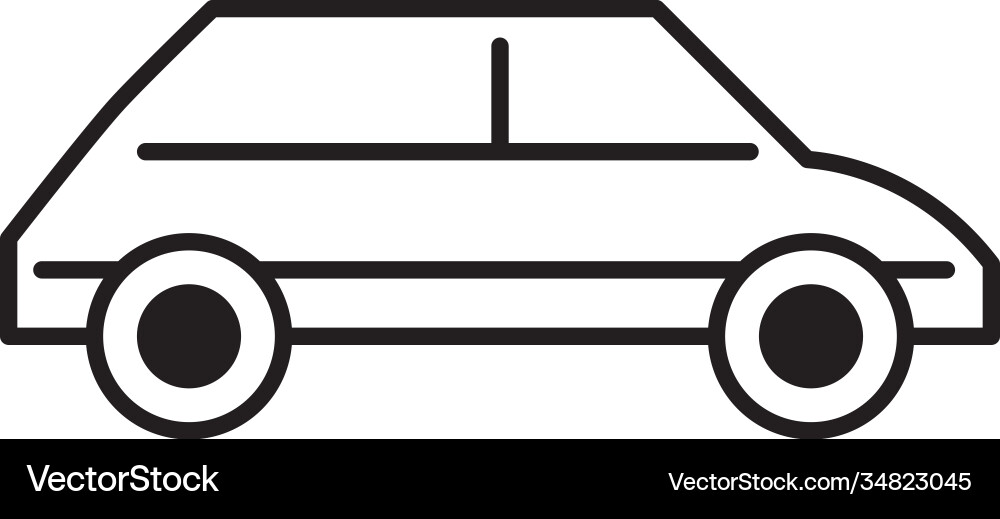 Car transport side view line icon isolated Vector Image