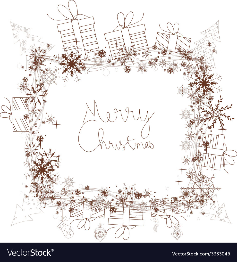 Cute doodle christmas frame sketch Royalty Free Vector Image