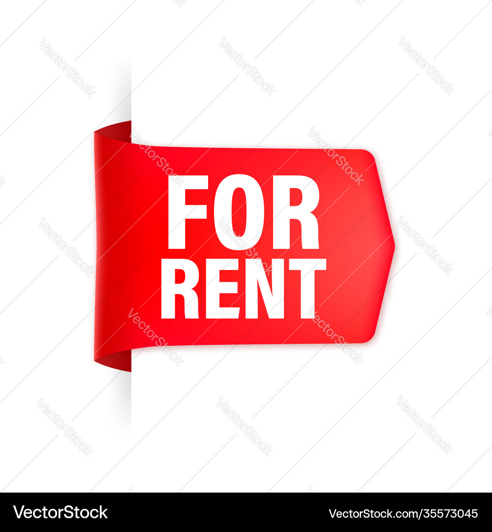 For rent red ribbon isolated Royalty Free Vector Image