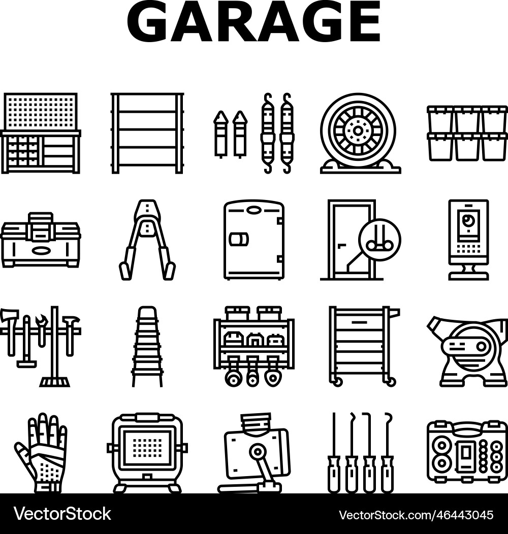 Garage tools service auto repair icons set Vector Image