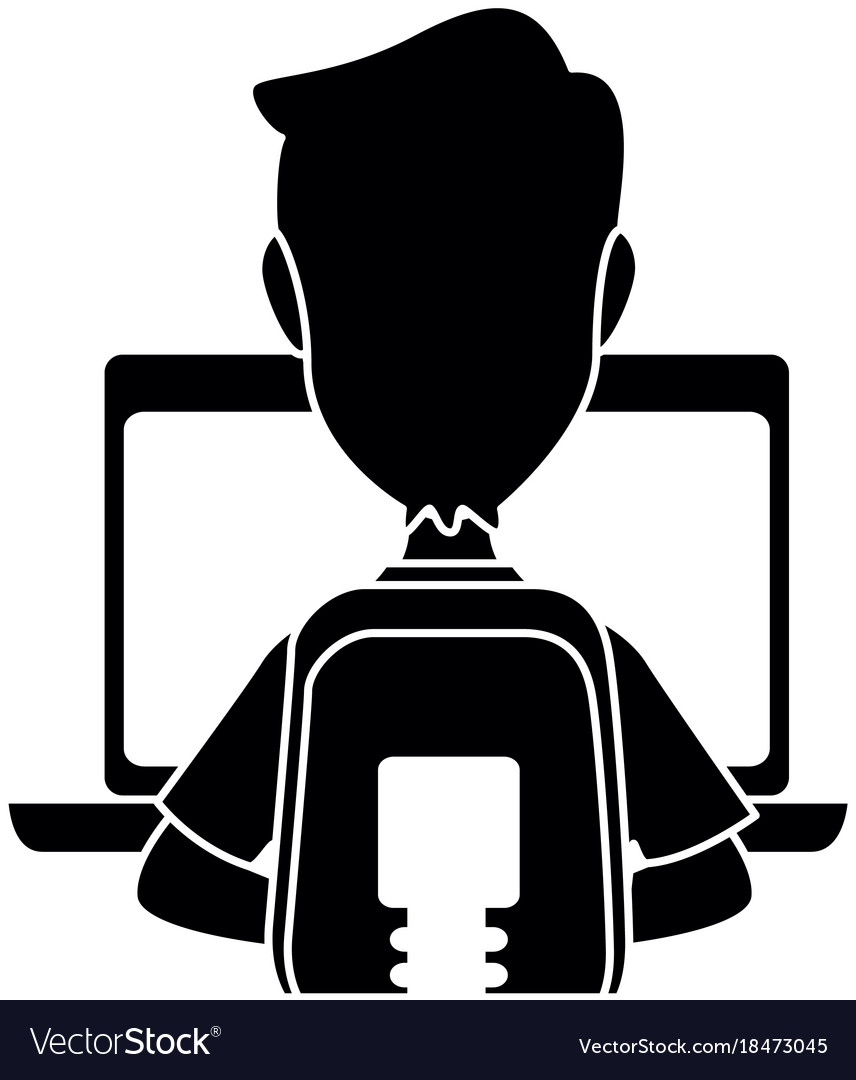 Laptop computer with user Royalty Free Vector Image