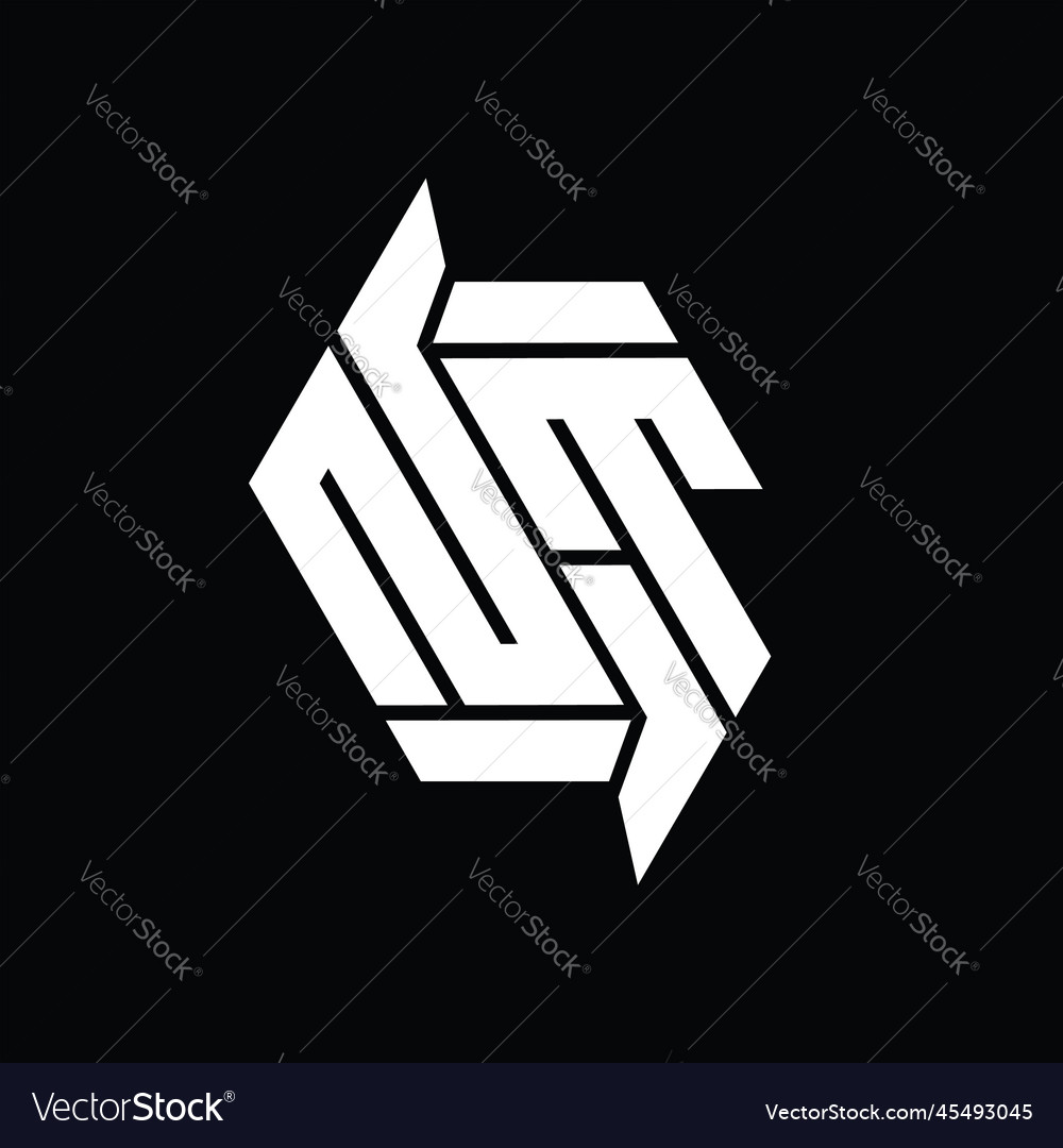 Nt logo monogram hexagon abstract shape images Vector Image