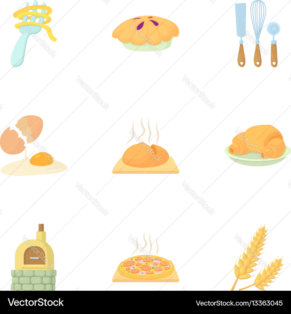 Pastries icons set cartoon style Royalty Free Vector Image