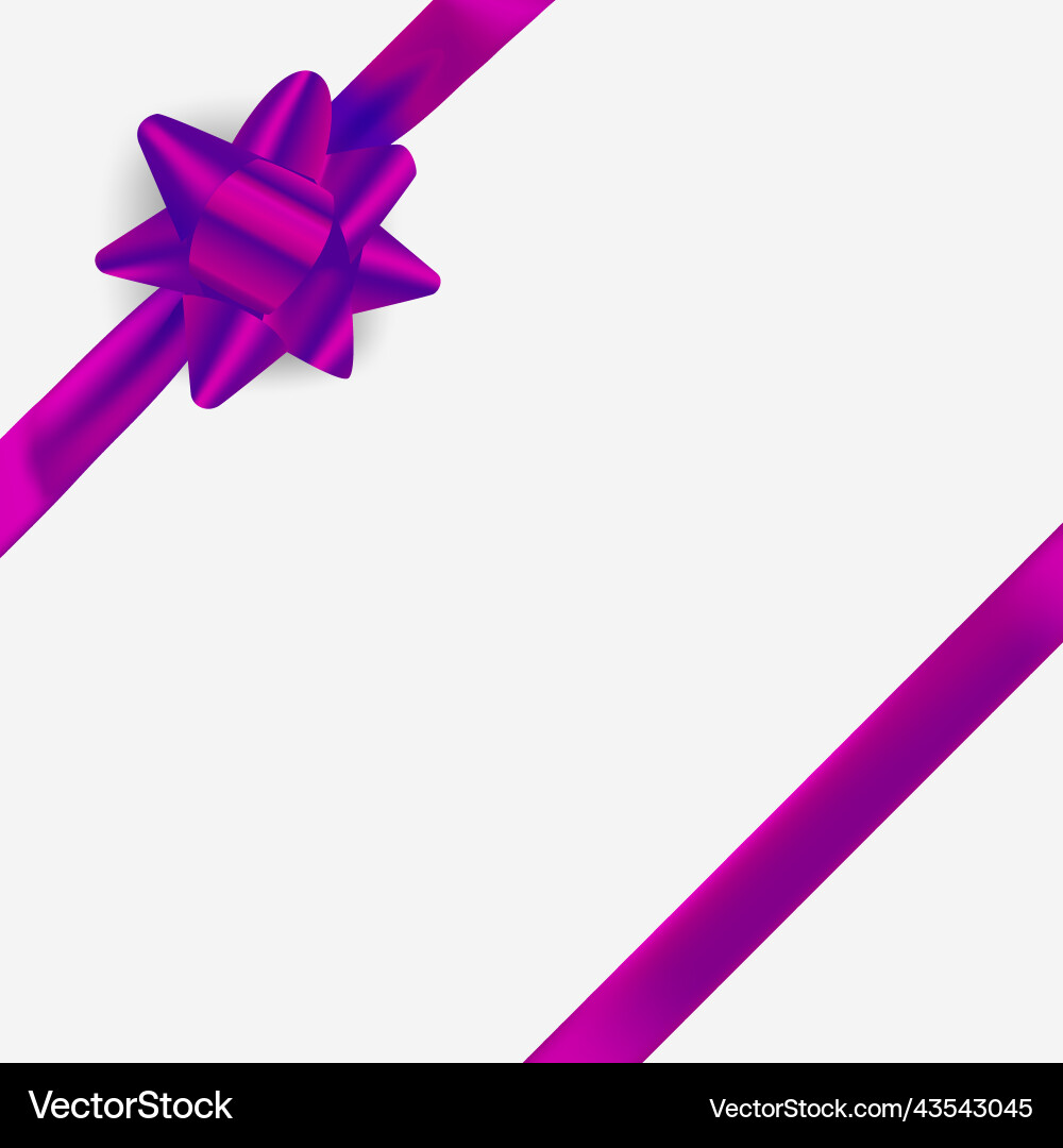 Purple ribbon and bow on white box Royalty Free Vector Image