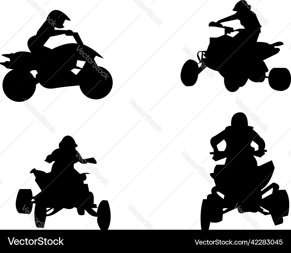 Quad bike silhouettes on white Royalty Free Vector Image