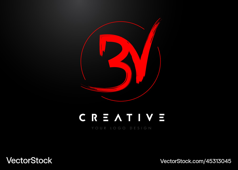 Red bv brush letter logo design artistic Vector Image
