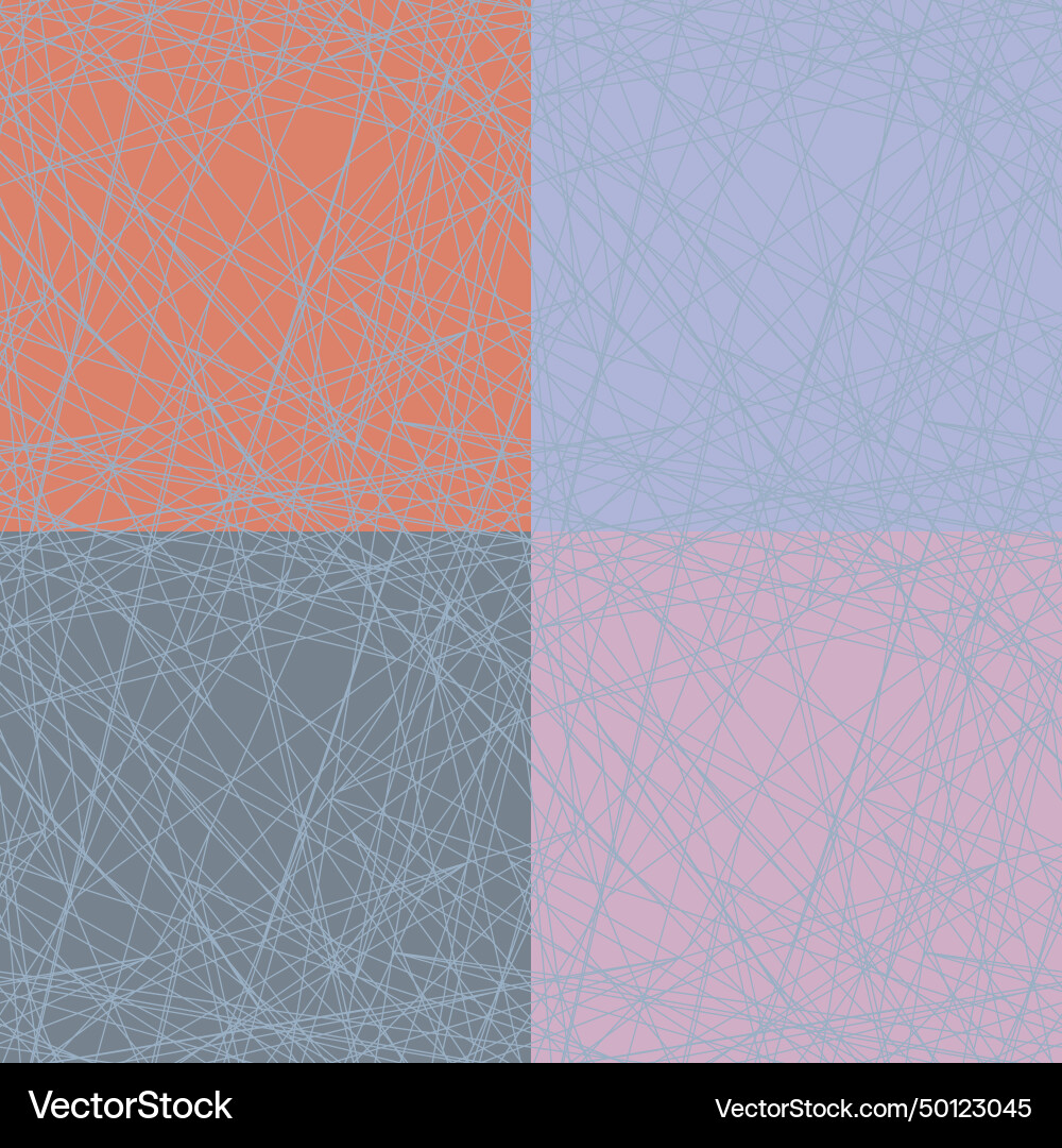 Set of 4 seamless pattern with chaotic lines Vector Image