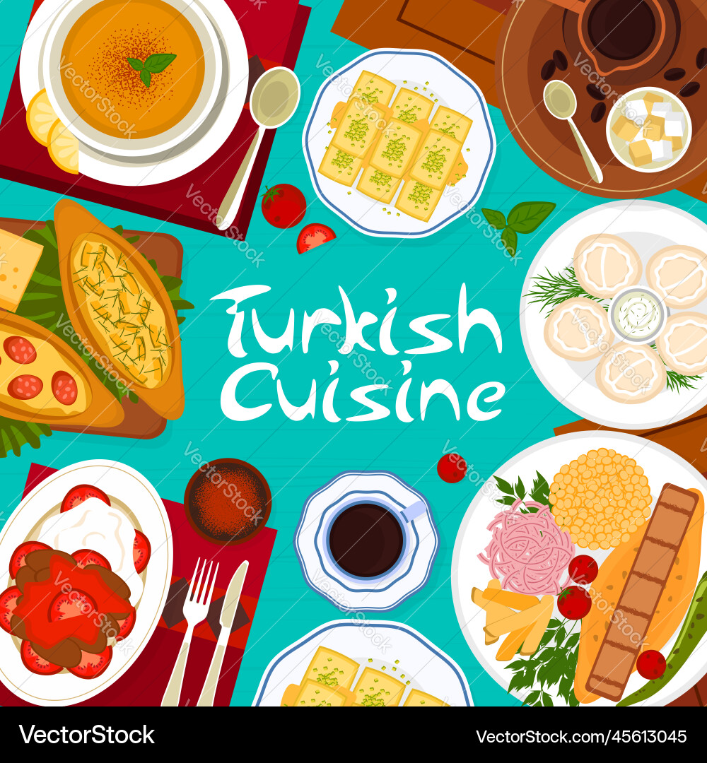 Turkish cuisine menu cover design template Vector Image