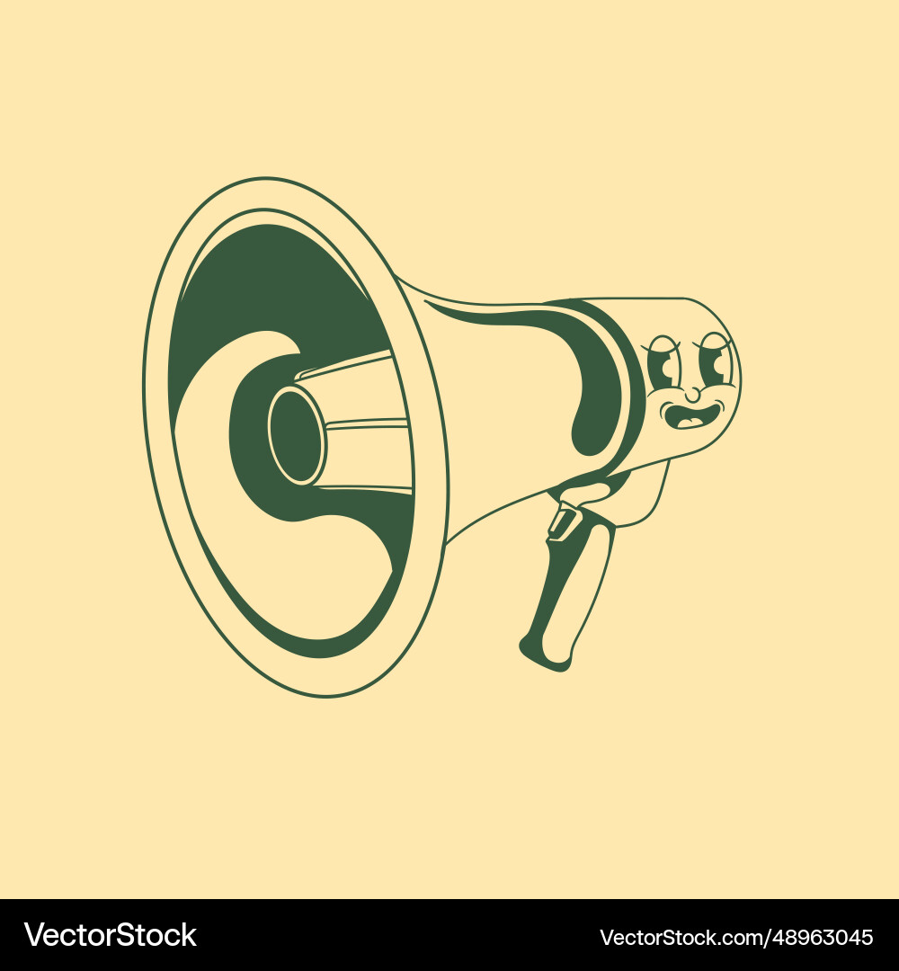 Vintage character design of megaphone Royalty Free Vector