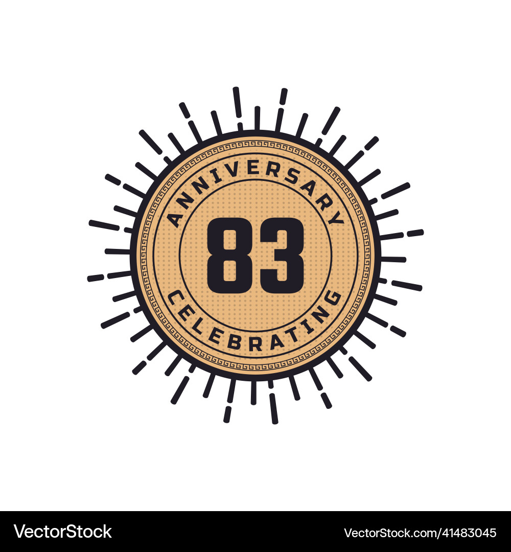 Vintage retro 83 year anniversary celebration Vector Image