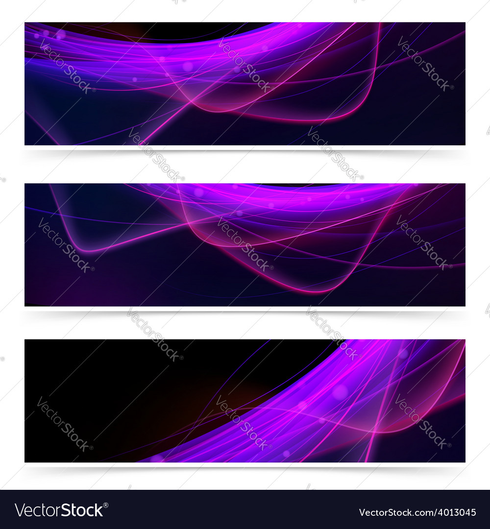 Web neon swoosh line bright header set Royalty Free Vector
