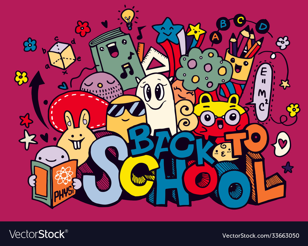Back to school monster doodle for your Royalty Free Vector