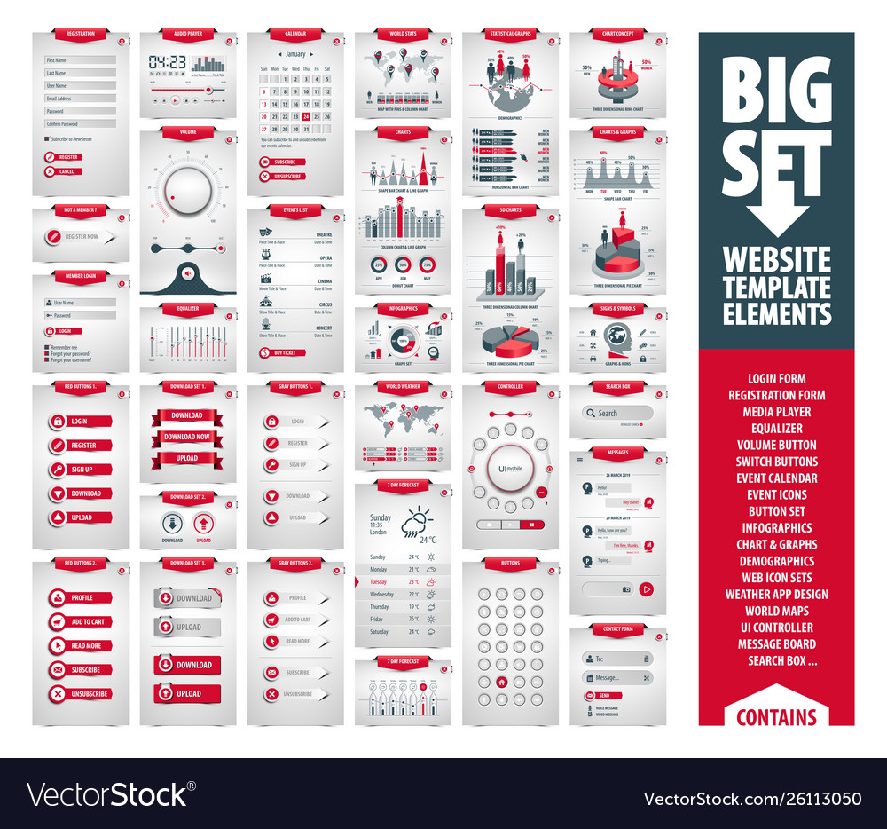 Big set website template elements Royalty Free Vector Image
