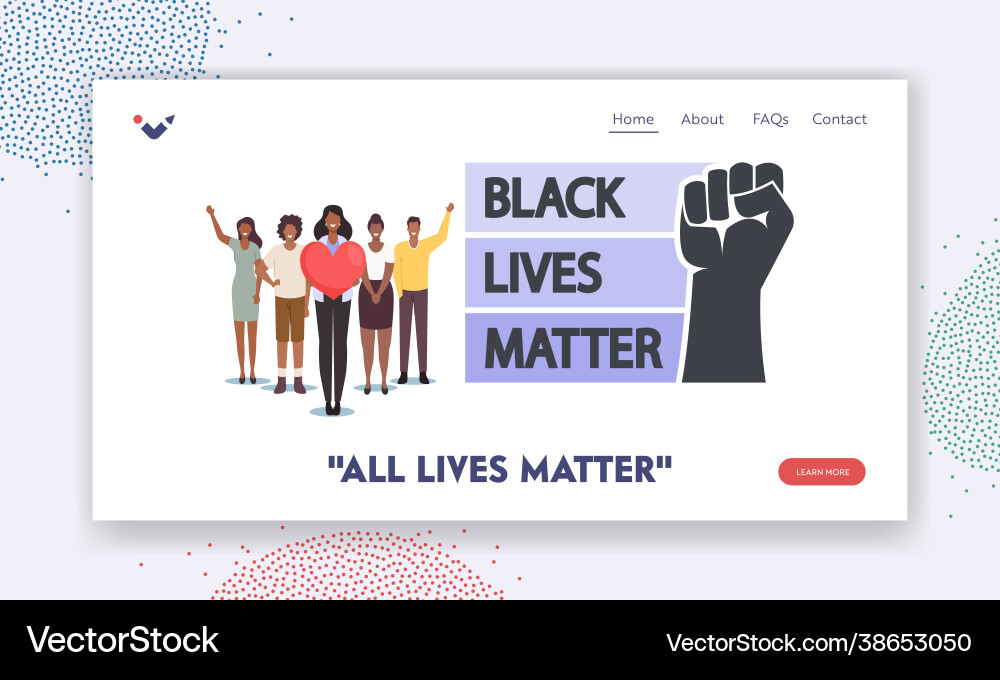Black lives matter landing page template Vector Image