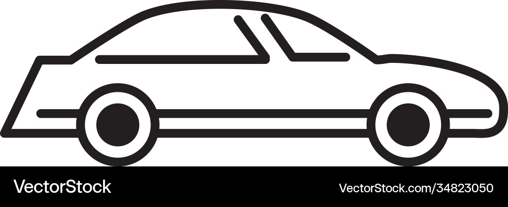 Car transport side view line icon isolated Vector Image