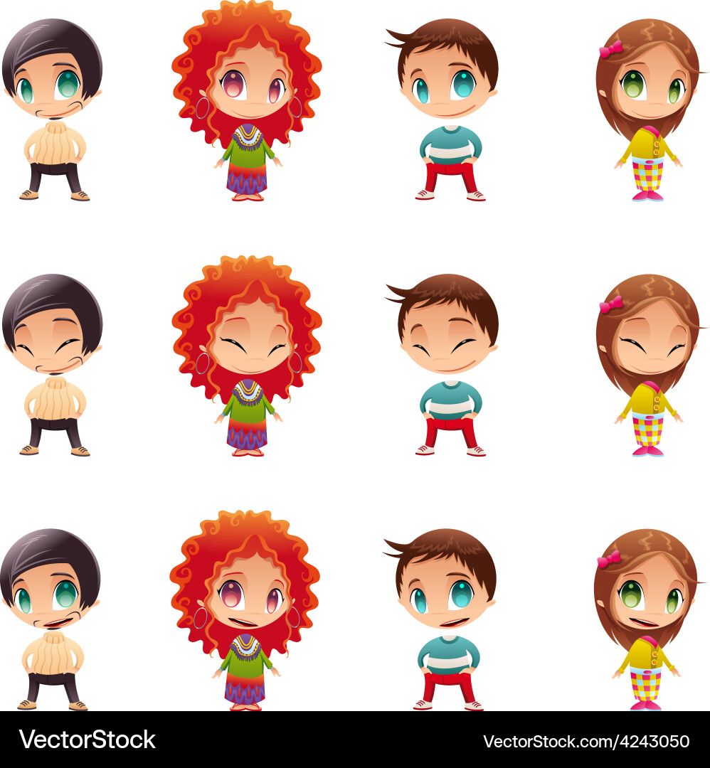 Characters with normal - blinked eyes - open mouth