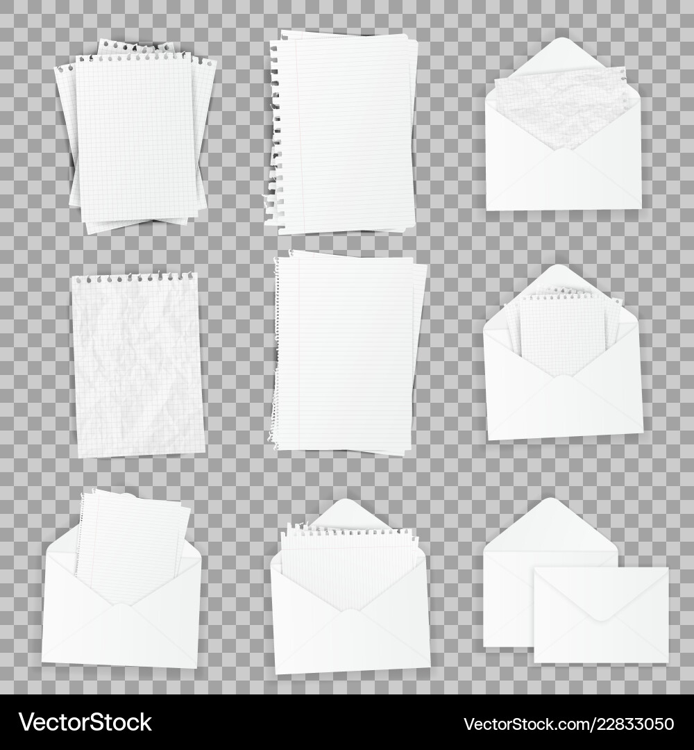 Collection of various realistic white papers Vector Image