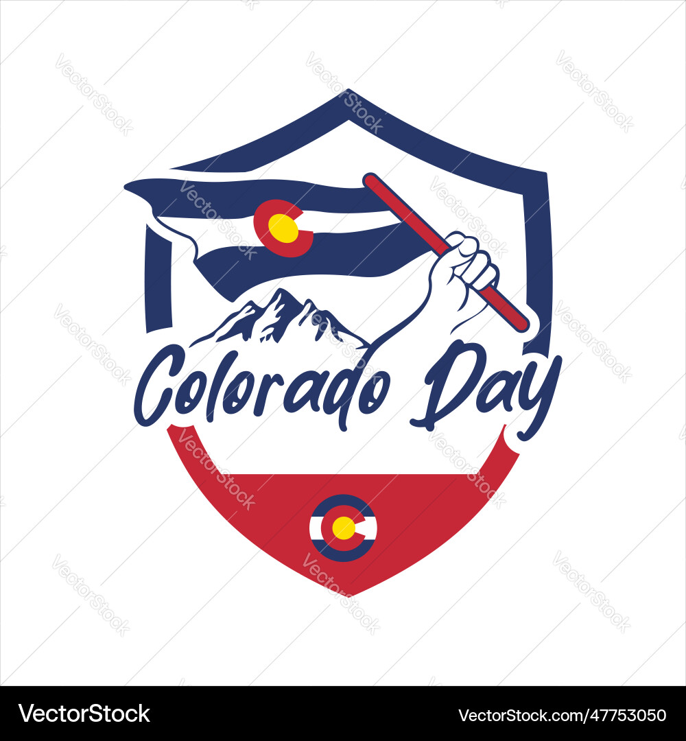 Colorado day shield icon logo with flag Royalty Free Vector