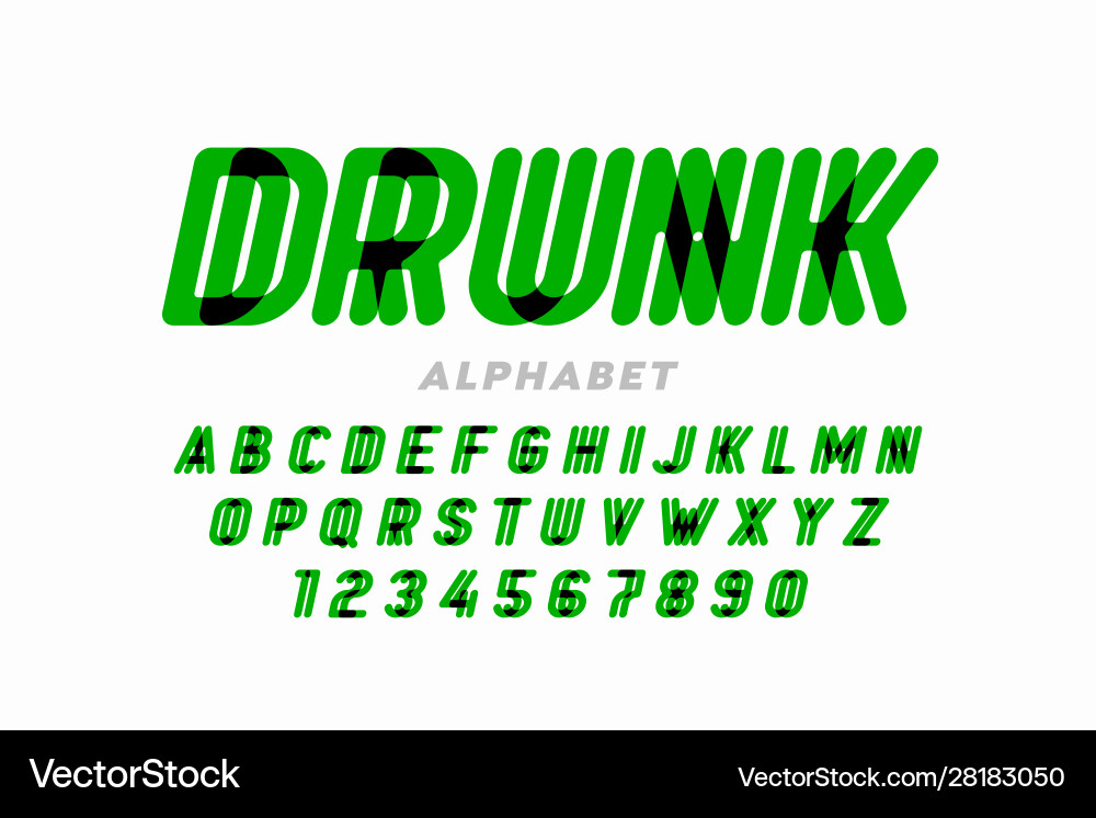 Drunk style font design alphabet letters Vector Image